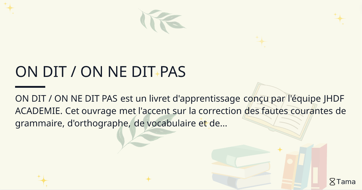 Lire ON DIT / ON NE DIT PAS | Télécharger gratuitement Tama
